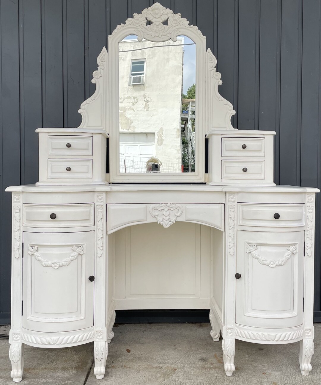 French Style Chateau Baroque Make up Vanity Shabby Chic White Dressing ...