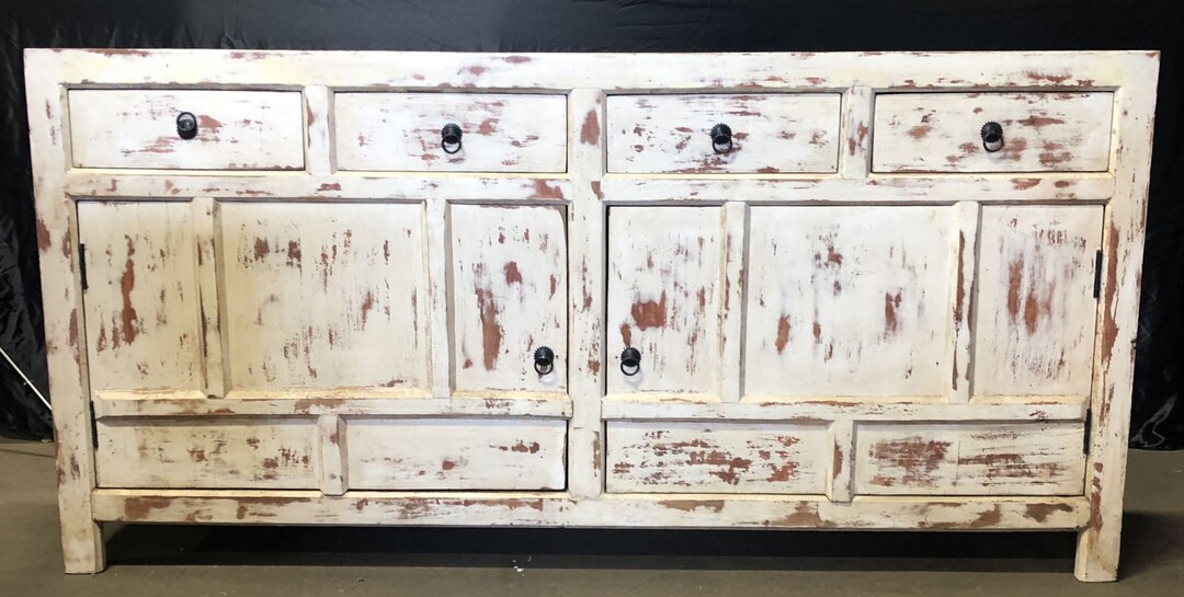 Old Farmhouse Style Reclaimed Wood Sideboard Rustic Distressed Buffet ...