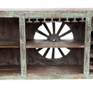 Old West Rustic Wagon Wheel 7' Long Solid Mango Wood Home Coffee Liquor ...