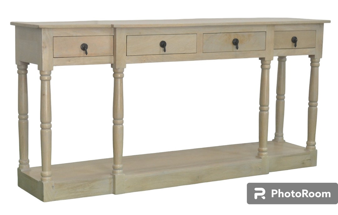 Contemporary Coastal 4 Drawer Breakfront Console Entryway Hallway Table ...