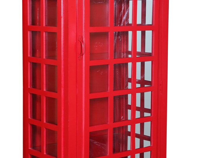 British Telephone Booth Tall Red Glass Door Bookcase Glass Sides ...