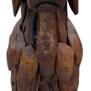 Hand Crafted Teak Wood Dog Sculpture Life-size Indoor-outdoor Decor ...
