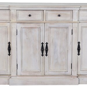 French Country 4 Door 4 Drawer Tall Narrow Solid Wood Breakfront ...