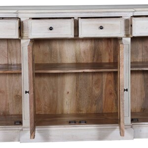 French Country 4 Door 4 Drawer Tall Narrow Solid Wood Breakfront ...