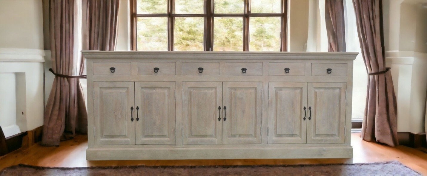 Modern Country Farmhouse Large Rustic 8 Long Tall Six Door Six Drawer Solid Wood Credenza Light Natural Wood Finish Sideboard Buffet Server Etsy