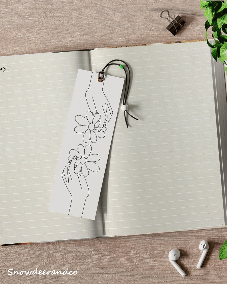 Printable Bookmark Coloring Bookmarks Printable Set of 5 Hand-drawn ...