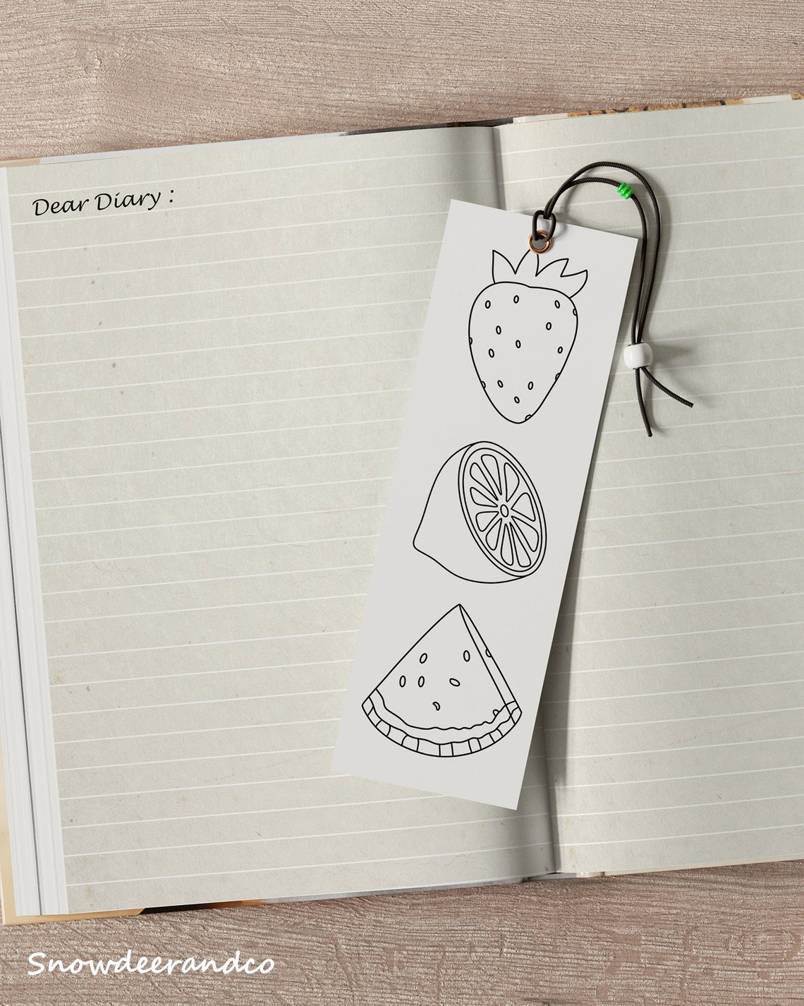 Printable Bookmark Coloring Bookmarks Printable Set of 5 Hand-drawn ...