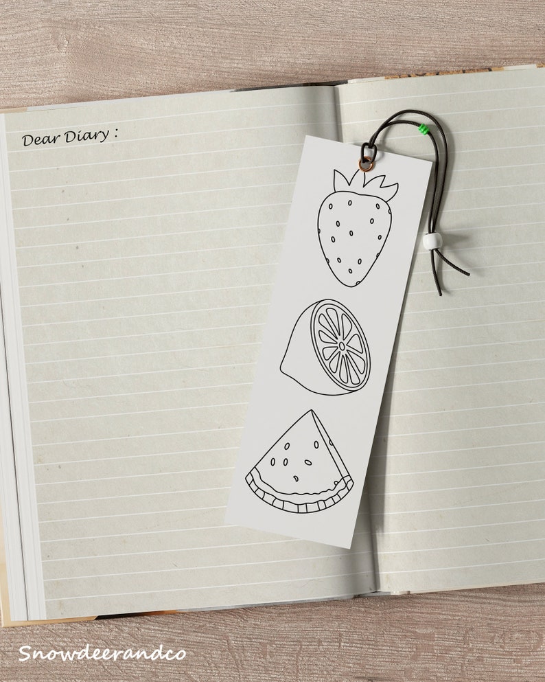 Printable Bookmark Coloring Bookmarks Printable Set of 5 Hand-drawn ...