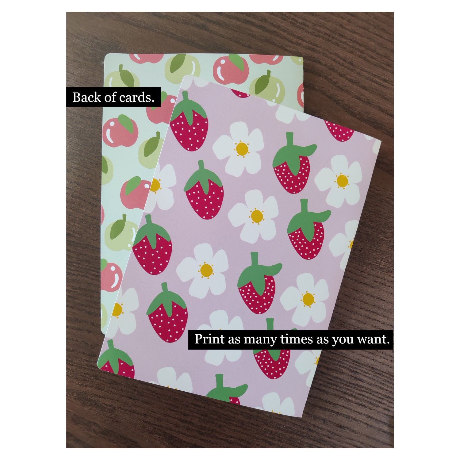 Printable Cards Instant Download Card Fruit Inspired Cards Pack of 5 ...