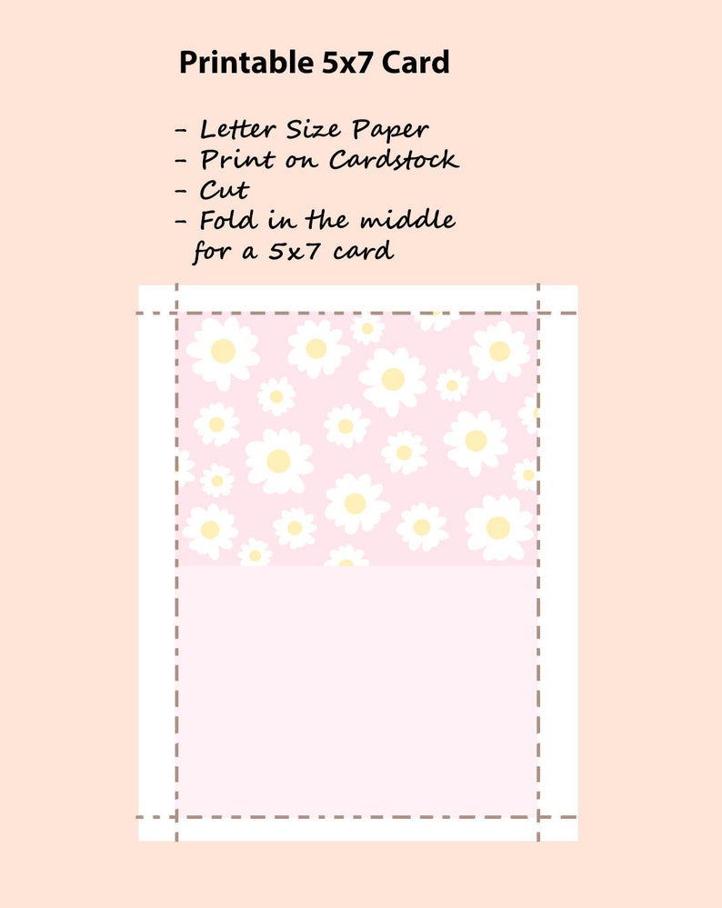 Printable Cards Daisy Pattern Card Instant Download Flower Card ...