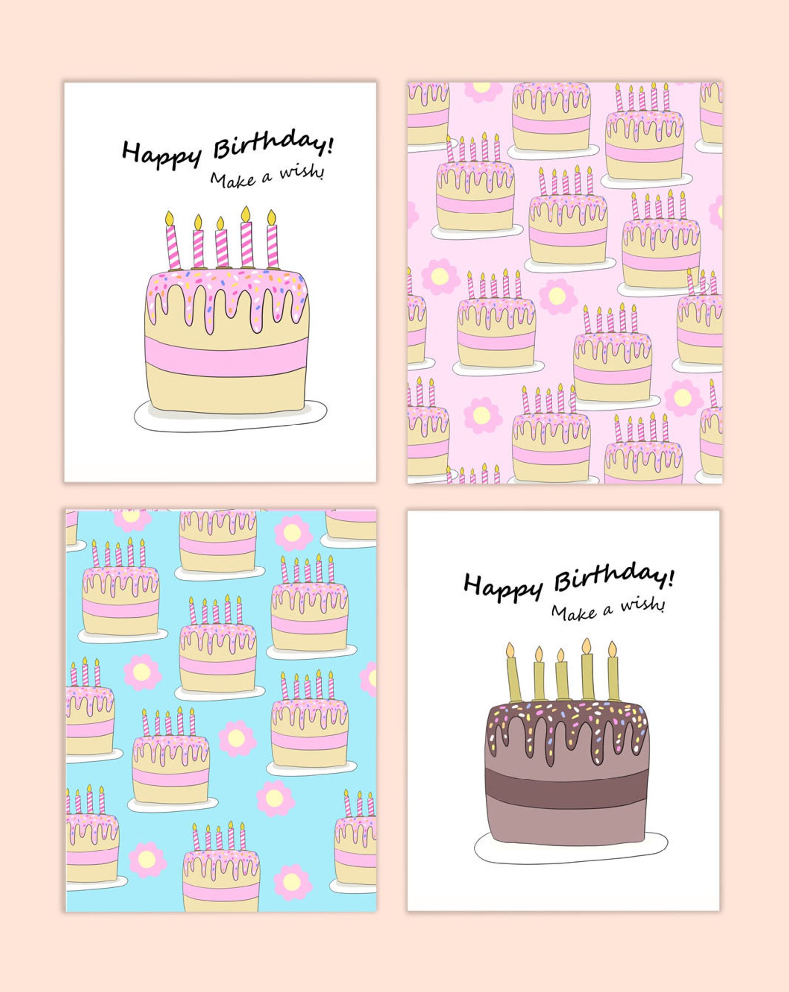 Printable Birthday Cards - Print at Home Birthday Cards - 4 Birthday ...
