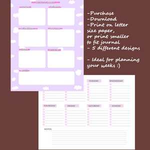 Printable Weekly Planner Letter Size Weekly Planner Instant Download ...