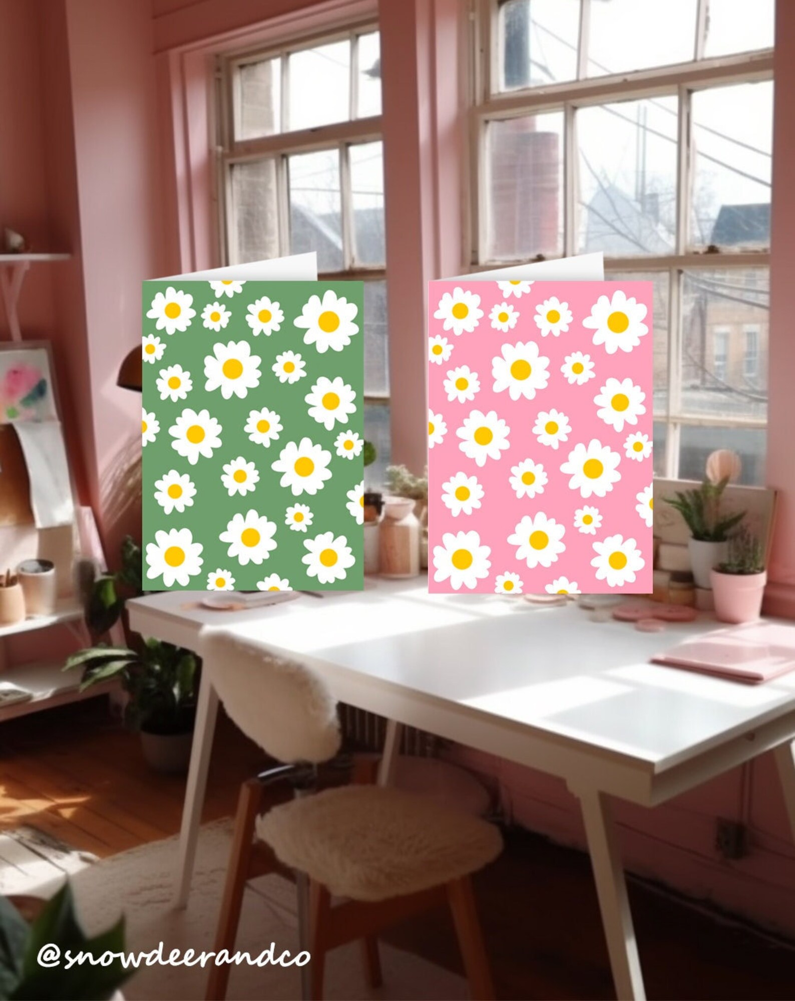 Printable Cards Daisy Pattern Card Instant Download Flower Card ...