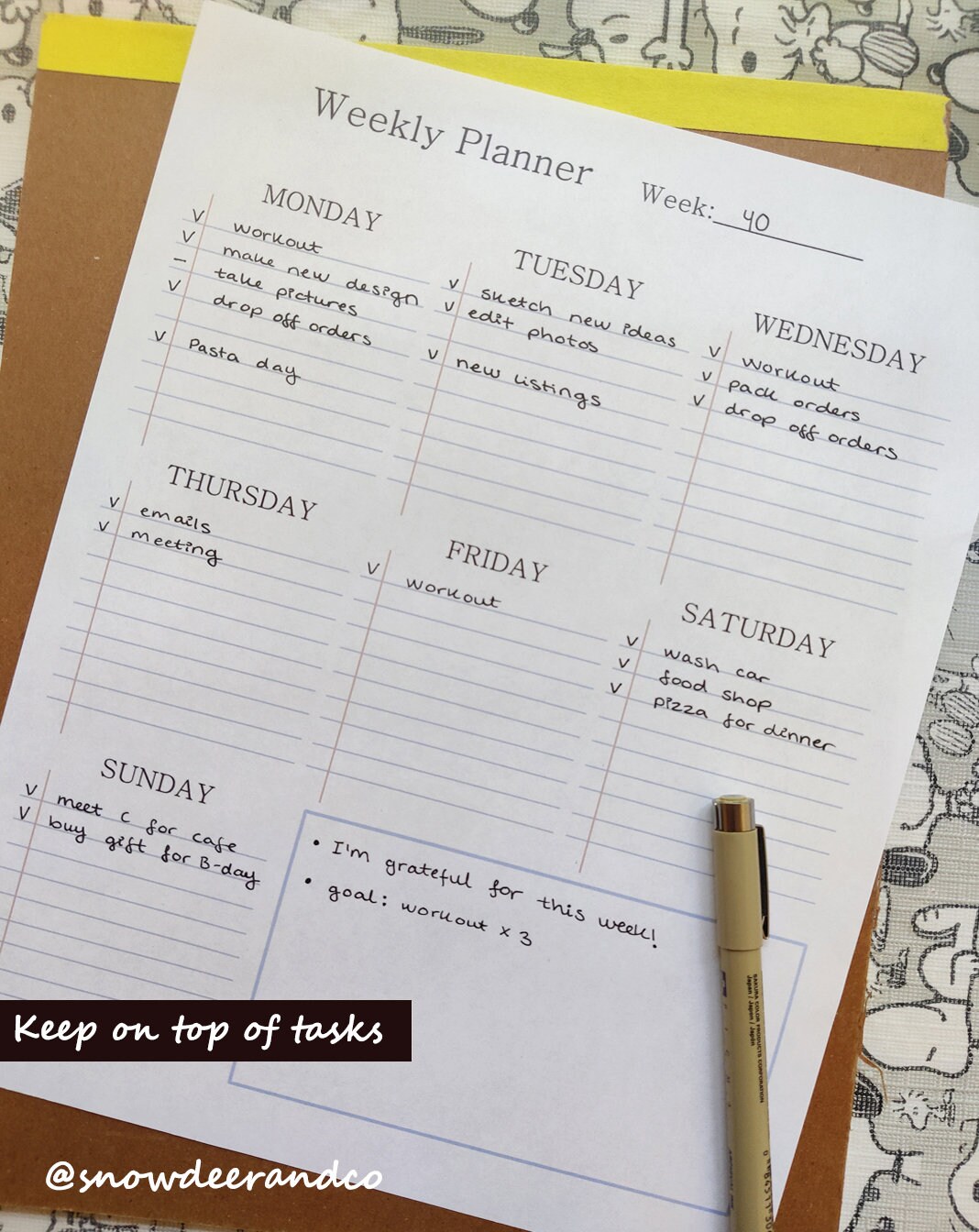Printable Weekly Planner Letter Size Weekly Planner Instant Download ...