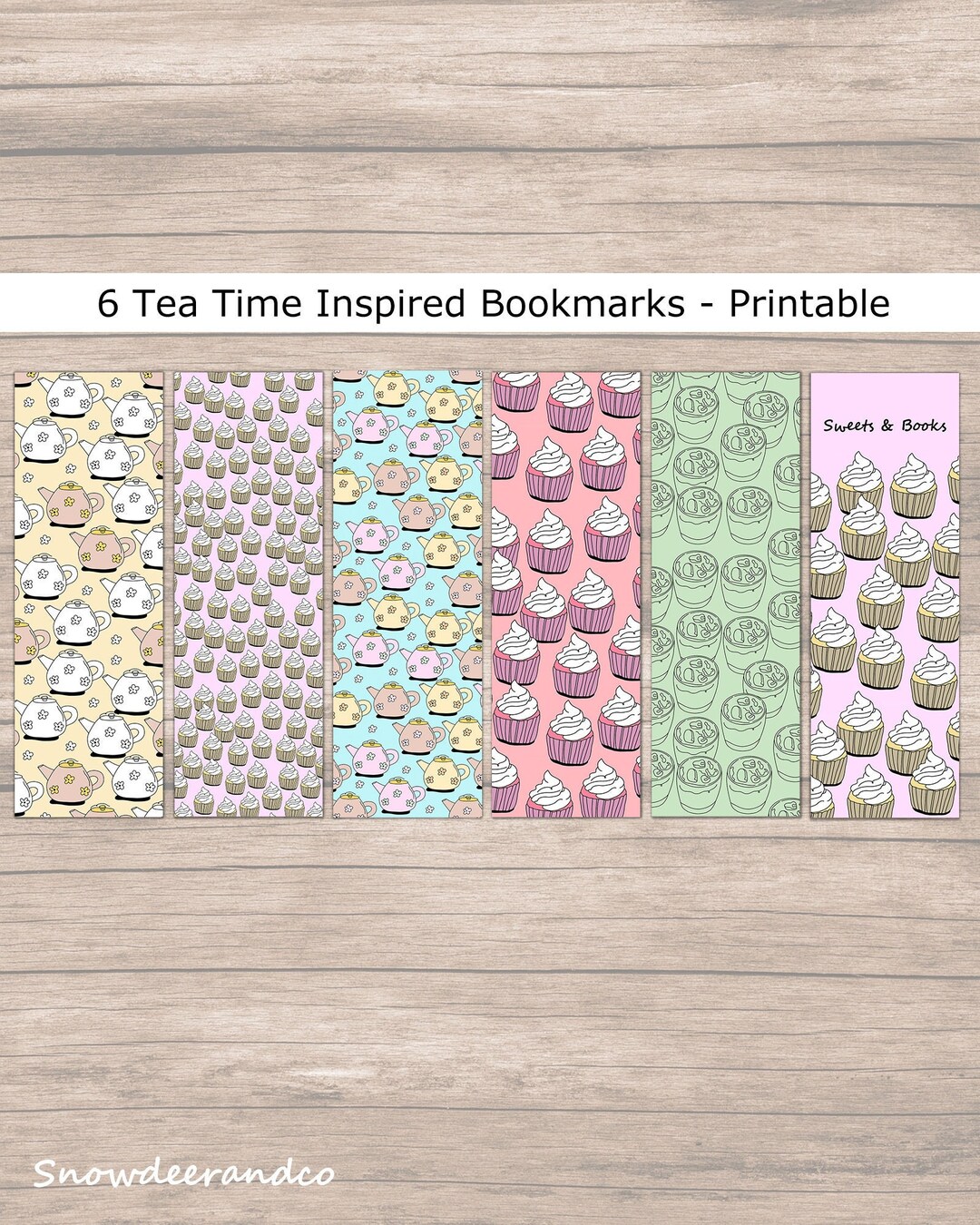 Teatime Printable Bookmarks Digital Bookmarks Digital Download Bookmark ...