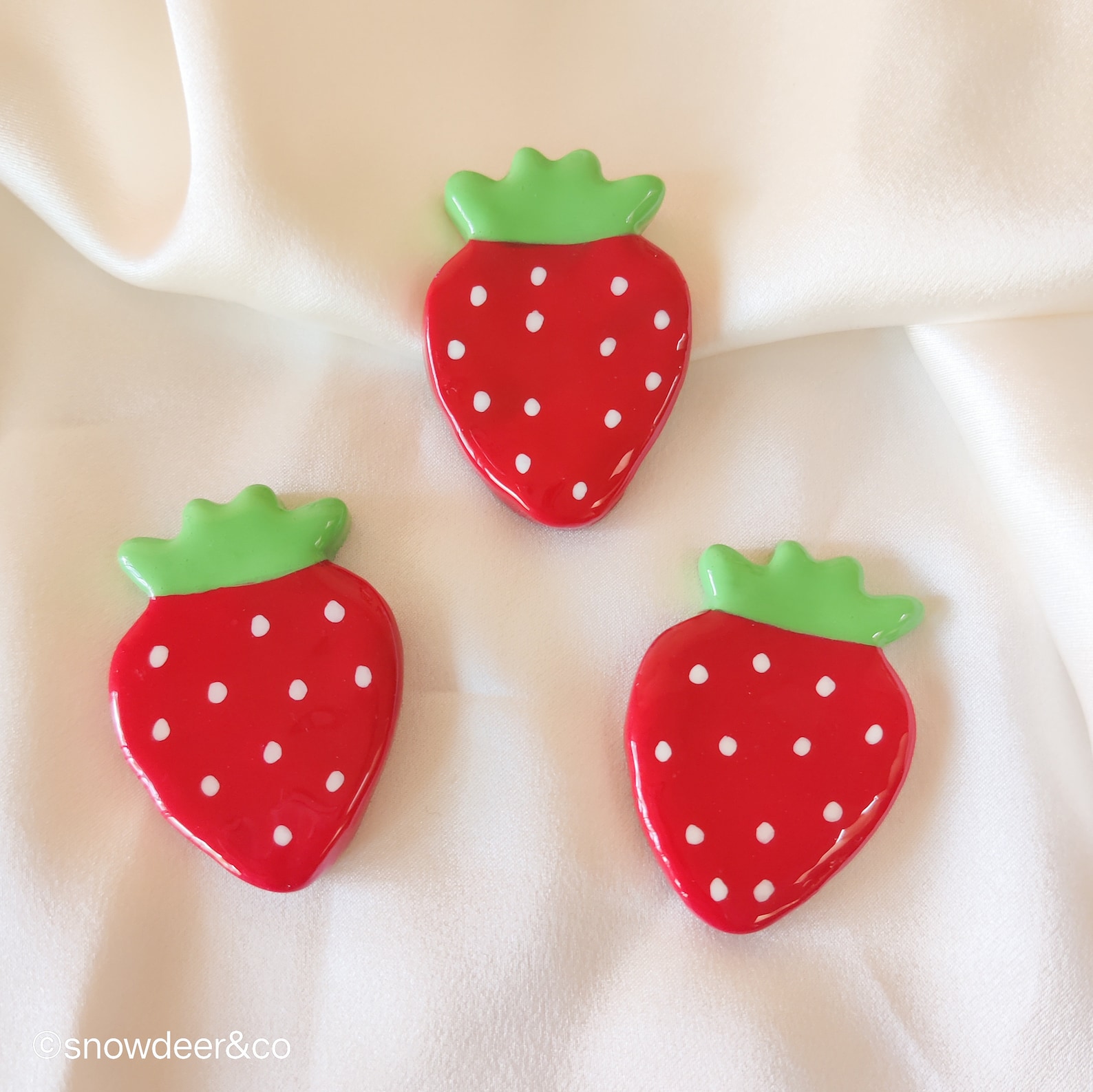 Set of 3 Fridge Magnets Polymer Clay Magnets Strawberry Set Cute Fridge ...
