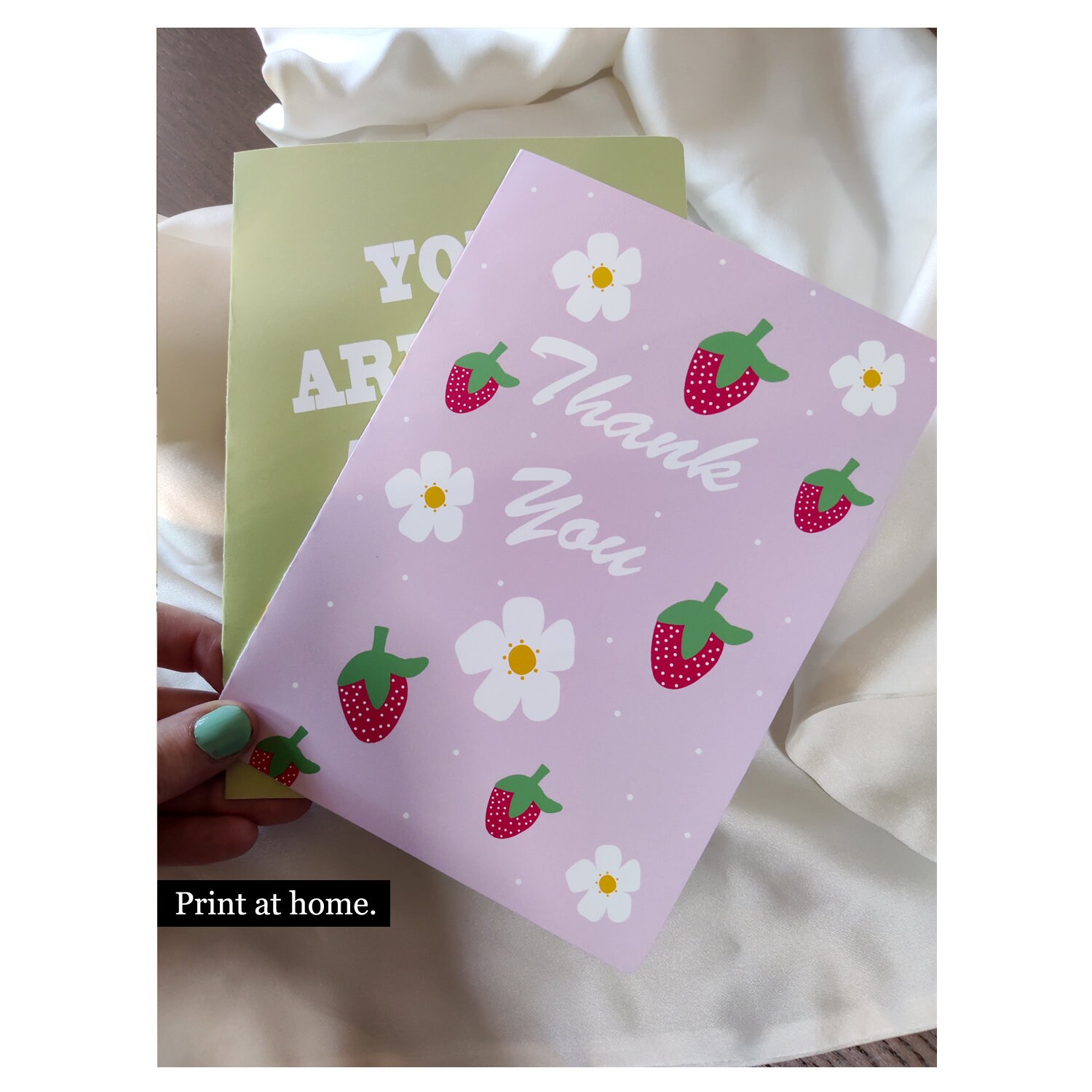 Printable Cards Instant Download Card Fruit Inspired Cards Pack of 5 ...