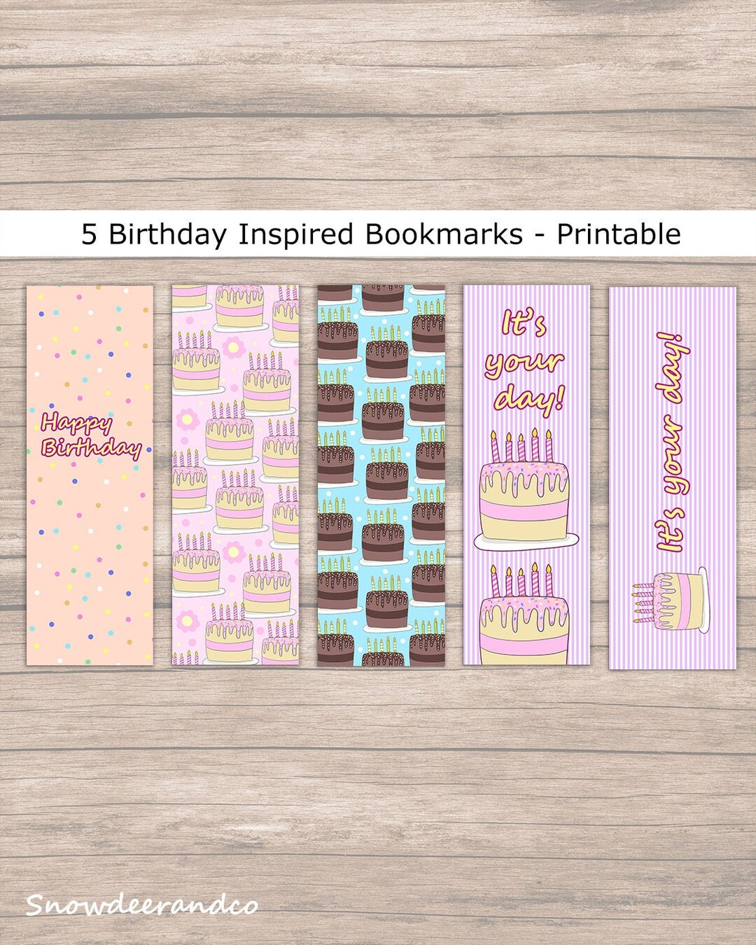 Birthday Printable Bookmarks | Bday Bookmark | Bookmark Set | Digital ...
