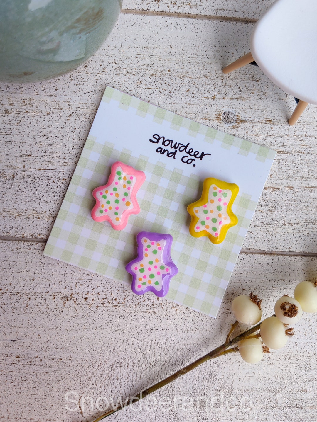 Bear Magnets Cookie Magnets Cute Bears Purple Pink Yellow Fridge ...