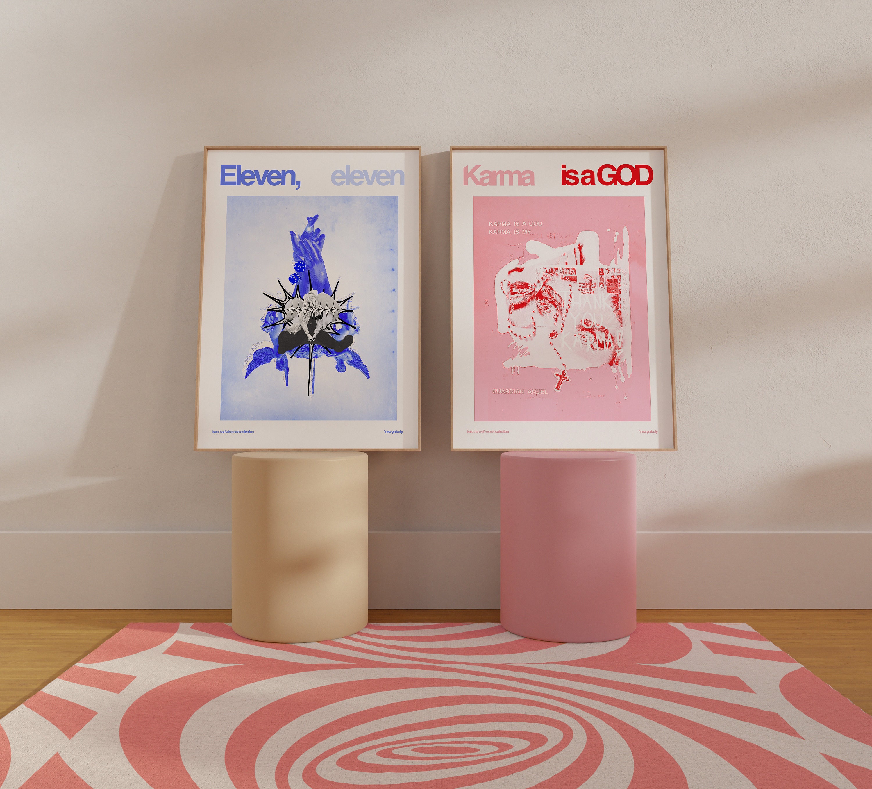 11:11 Karo Art Print Blue Aesthetic Collage Mixed Media Text - Etsy