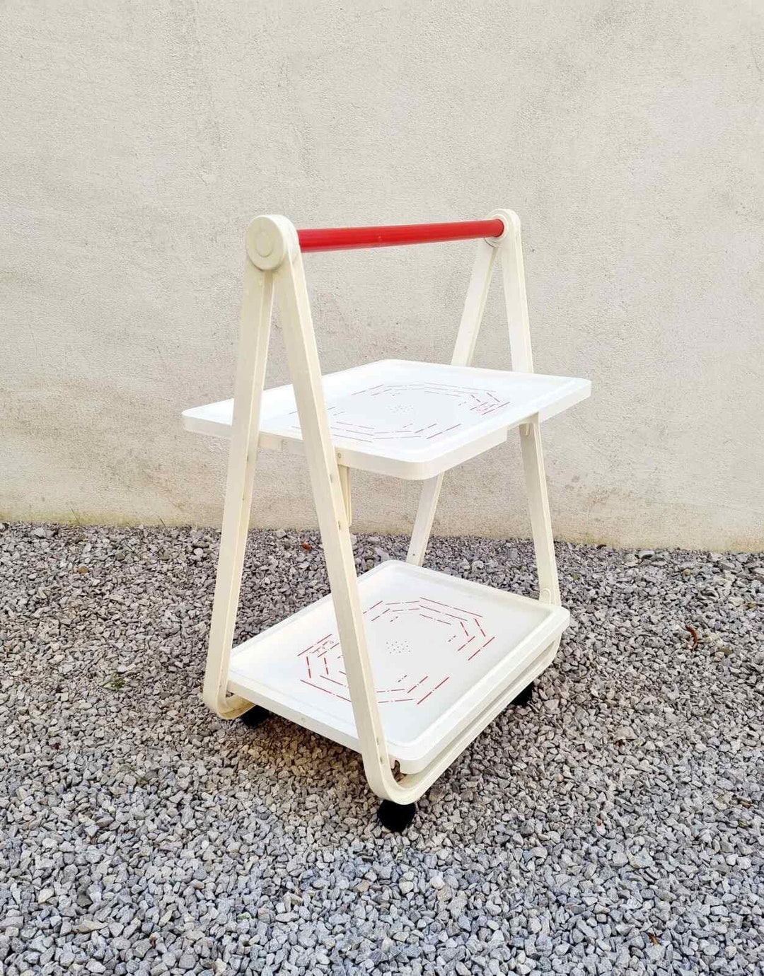 Mid Century White Plastic Bar Cart / Pierre Cardin Design / Produced by ...