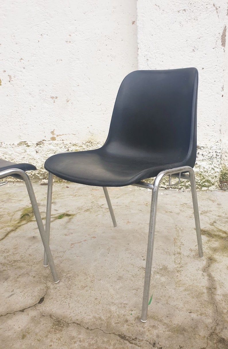 1 of 2 Vintage Black Plastic Chair / Patio Chair / Retro Plastic Chair ...
