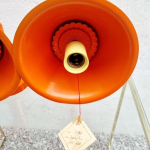 Pair of Mid Century Modern Lamps / Retro Orange Plastic Wall Lamps ...