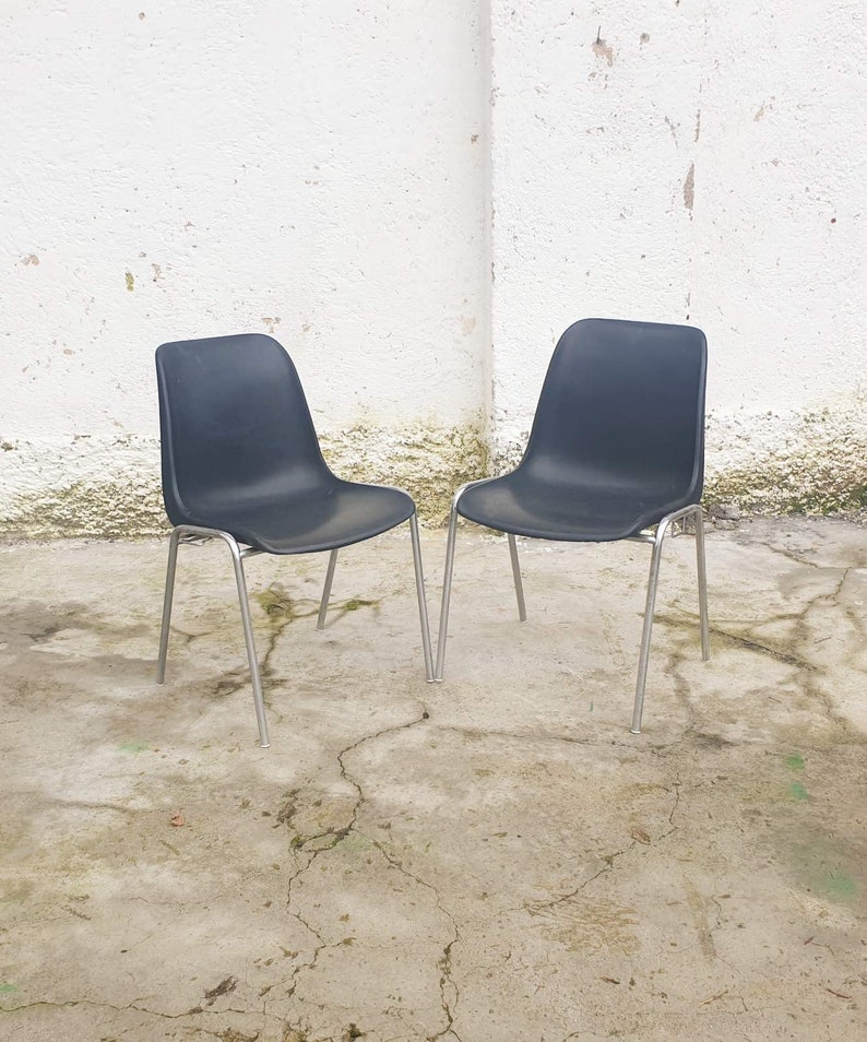 1 of 2 Vintage Black Plastic Chair / Patio Chair / Retro | Etsy