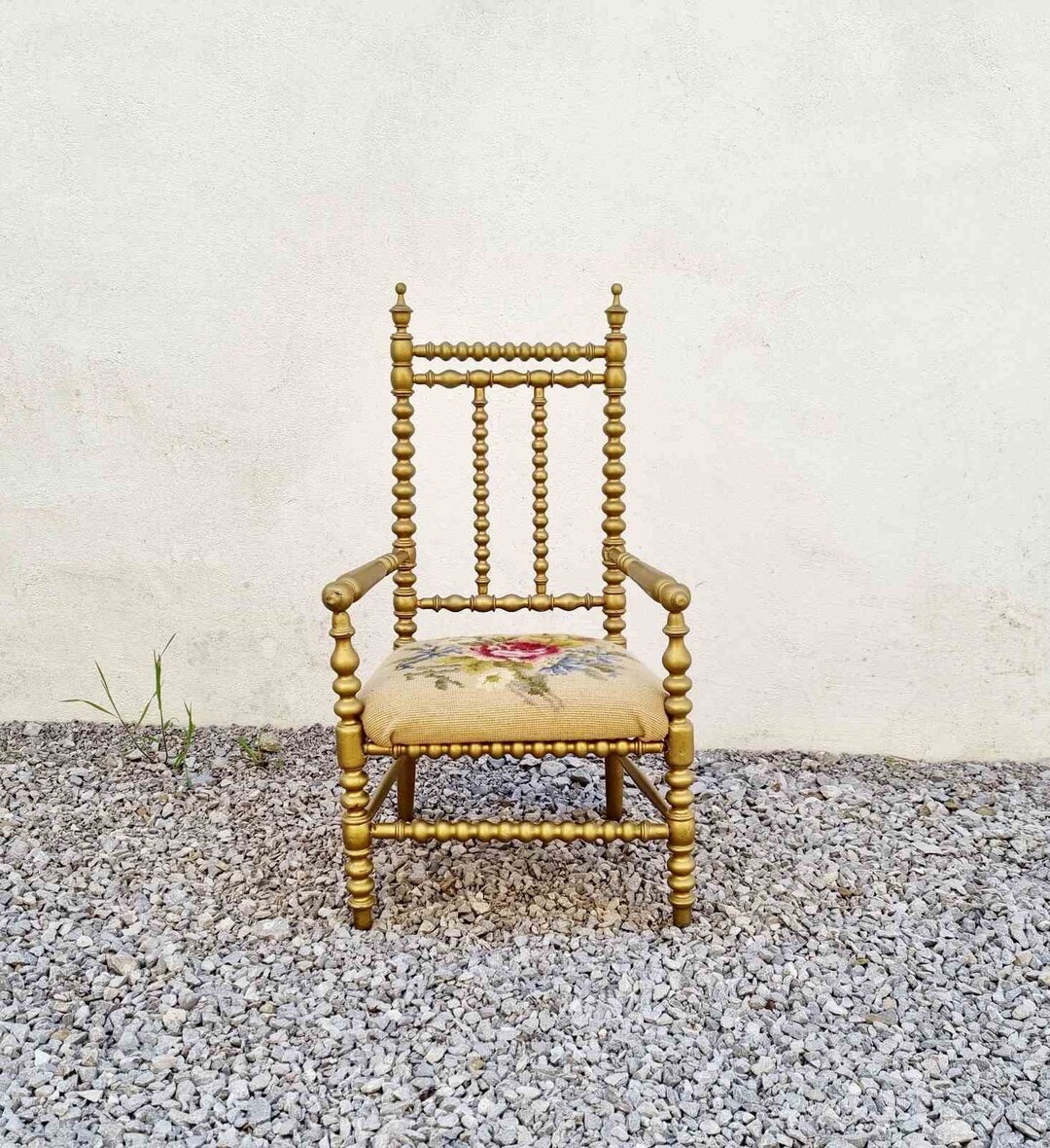 Antique Child Bobbin Chair / French Chair / Mid Century Chair / Wooden ...