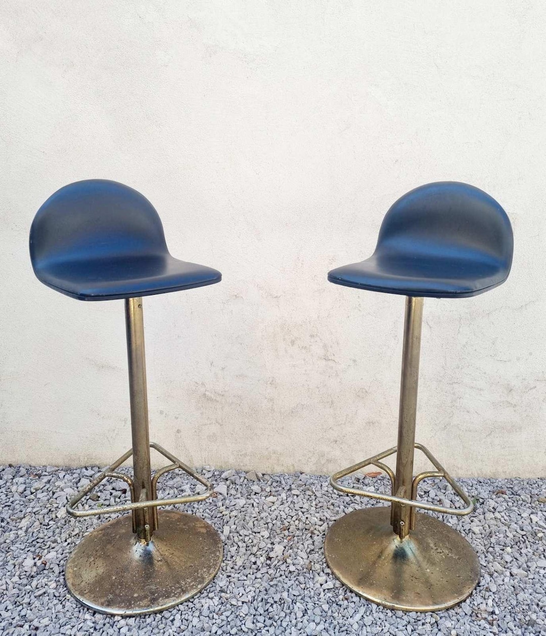Pair of Mid Century Bar Stools / Attributed to Willy Rizzo / Vintage ...