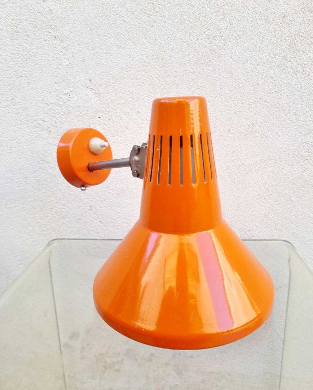 Mid Century Orange Wall Lamp / Retro Orange Sconce / Industrial Lamp ...