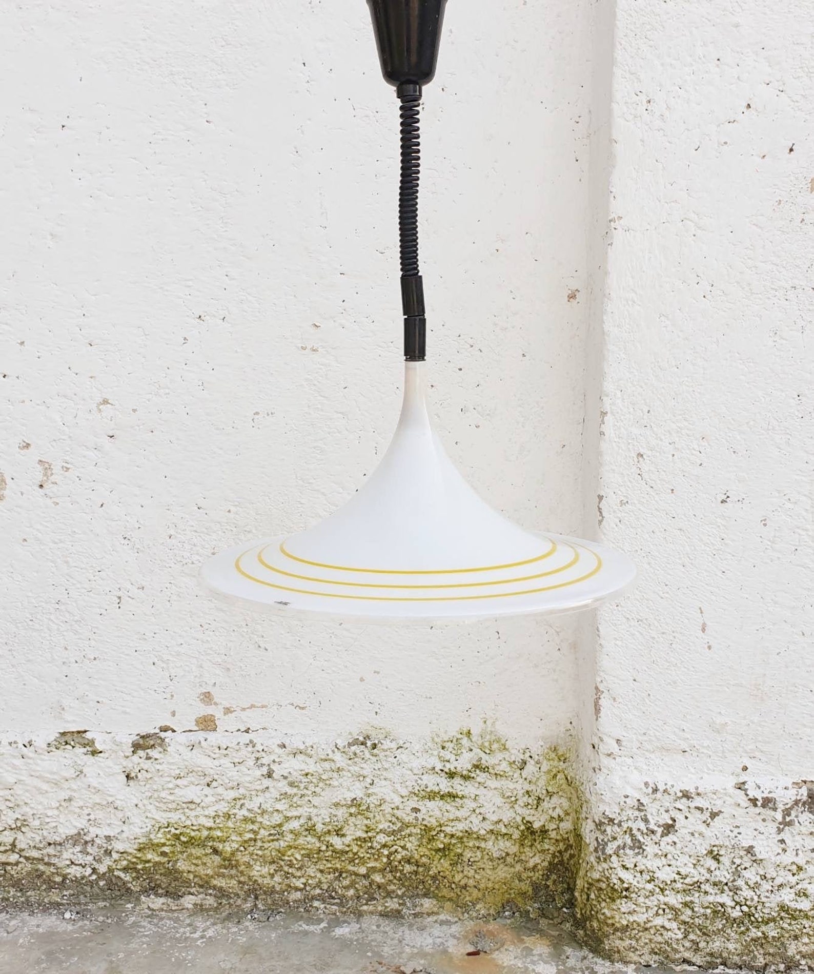 Mid Century Trumpet Ceiling Light / Vintage Adjustable Trumpet Pendant ...