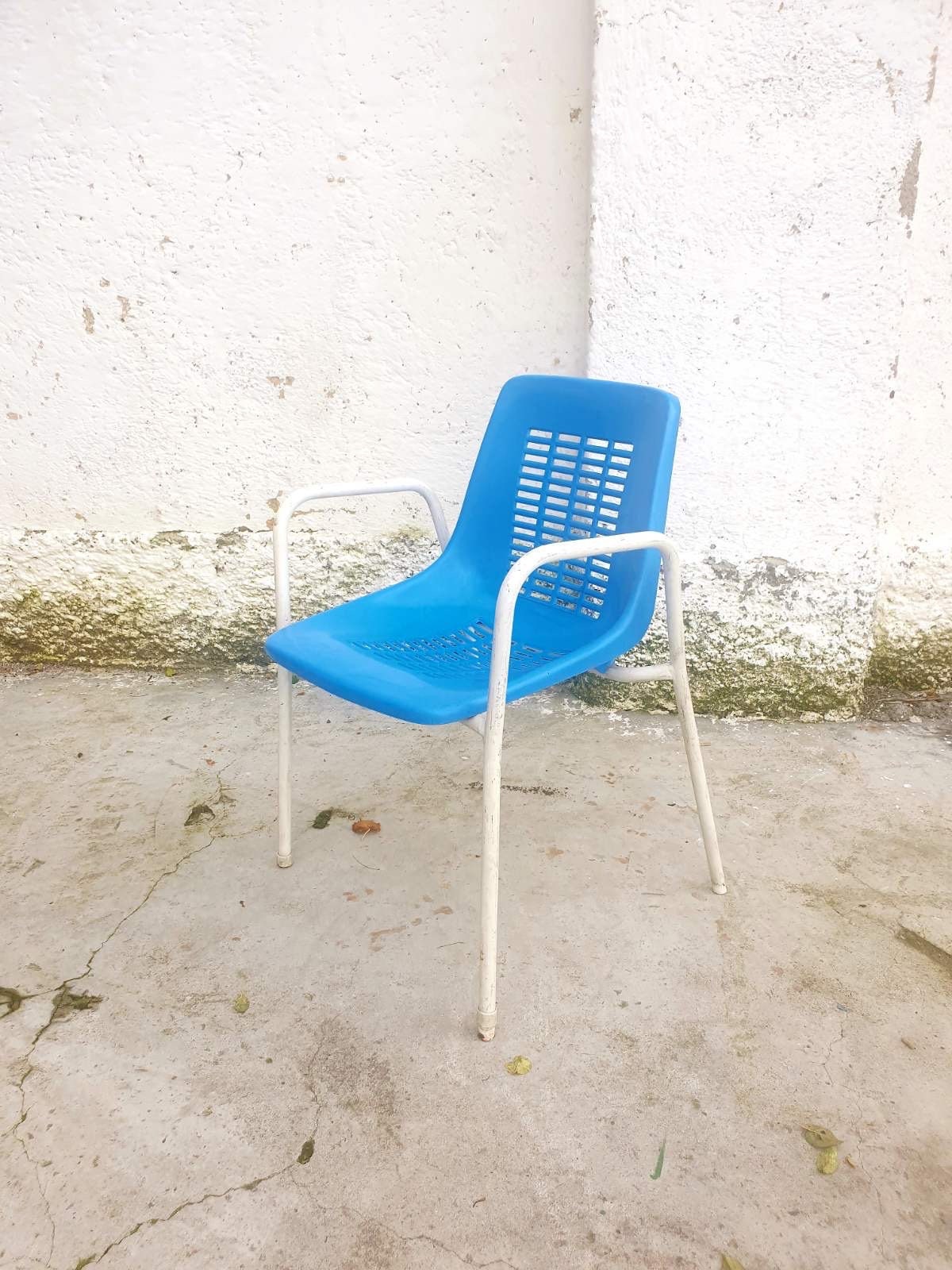 Blue plastic chairs store
