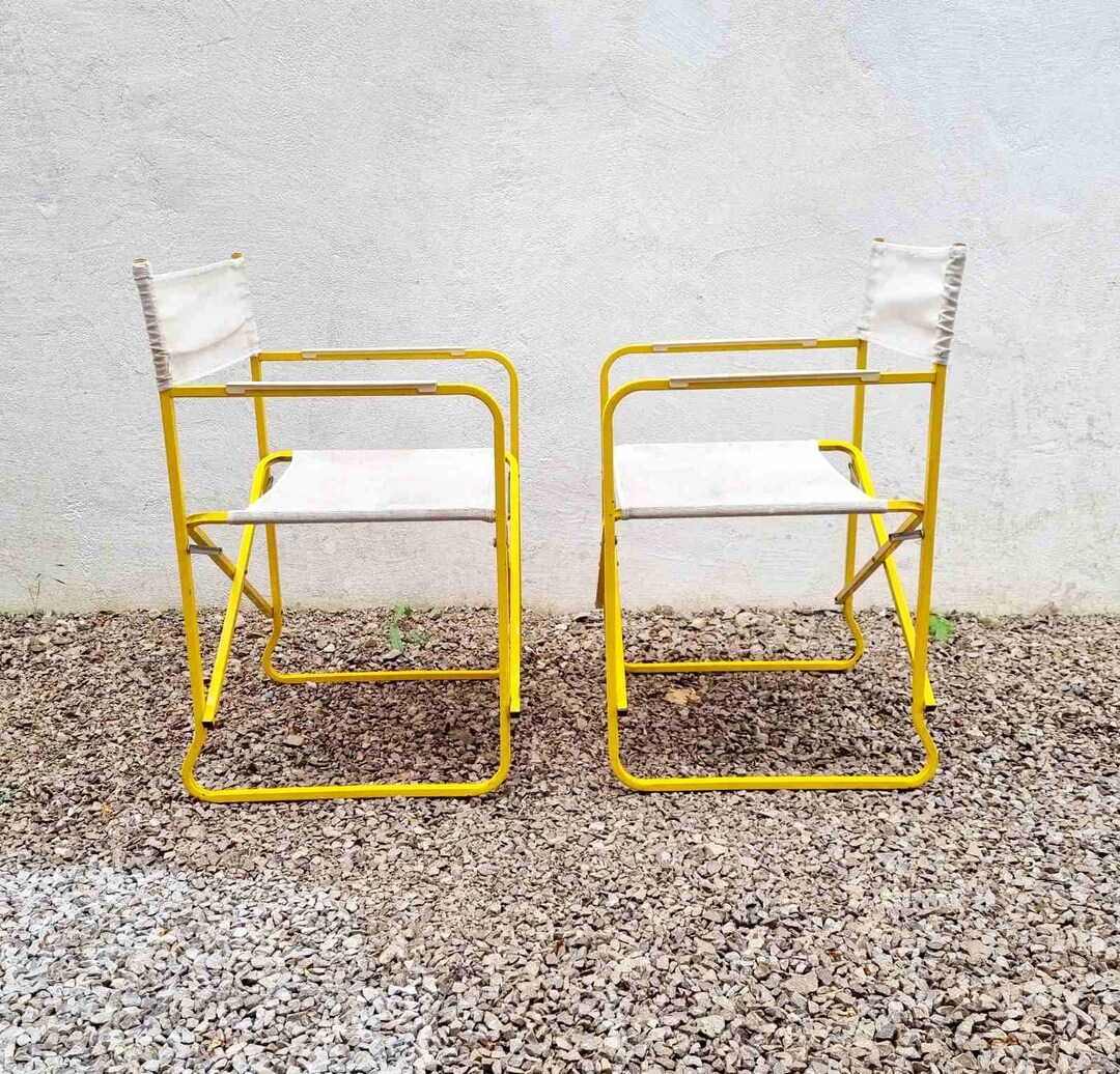 Pair of Mid Century Director Folding Chairs / Vintage Commander Chairs ...