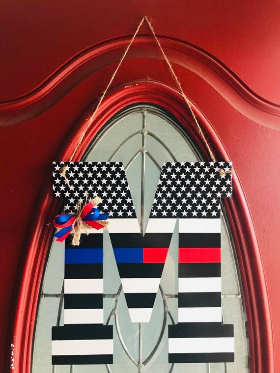 Home Decor Wall Decor first responder Large 13 Thin Blue and Red Line ...