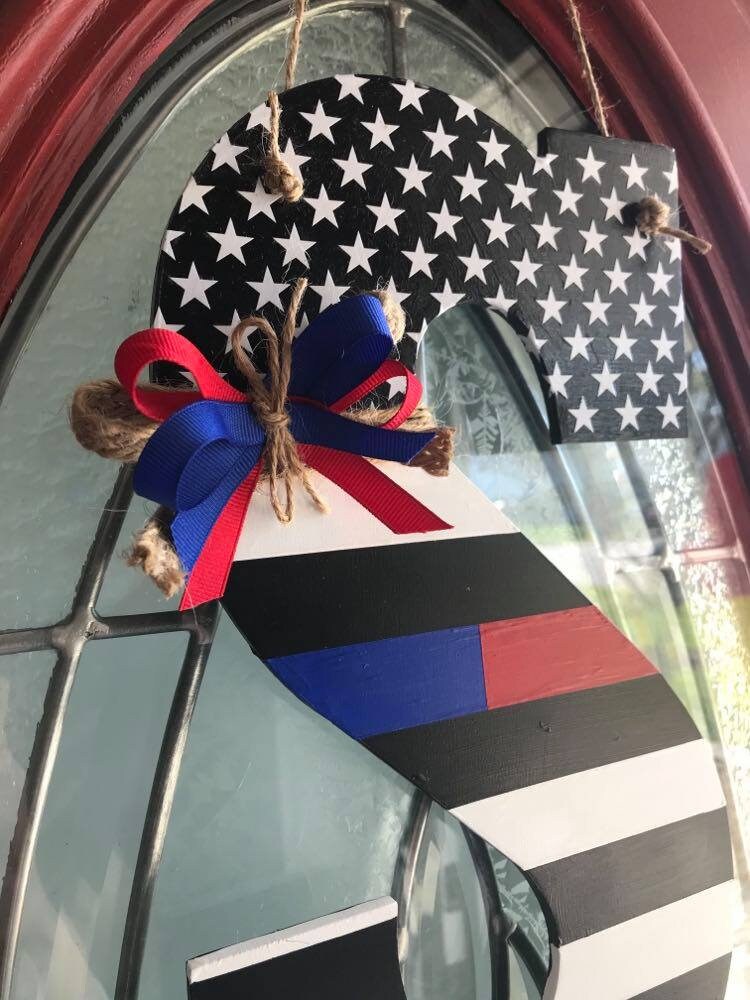 Home Decor Wall Decor first responder Large 13 Thin Blue and Red Line ...