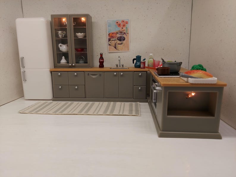 Lundby Original Complete Kitchen With Lights and Tiny Accessories ...
