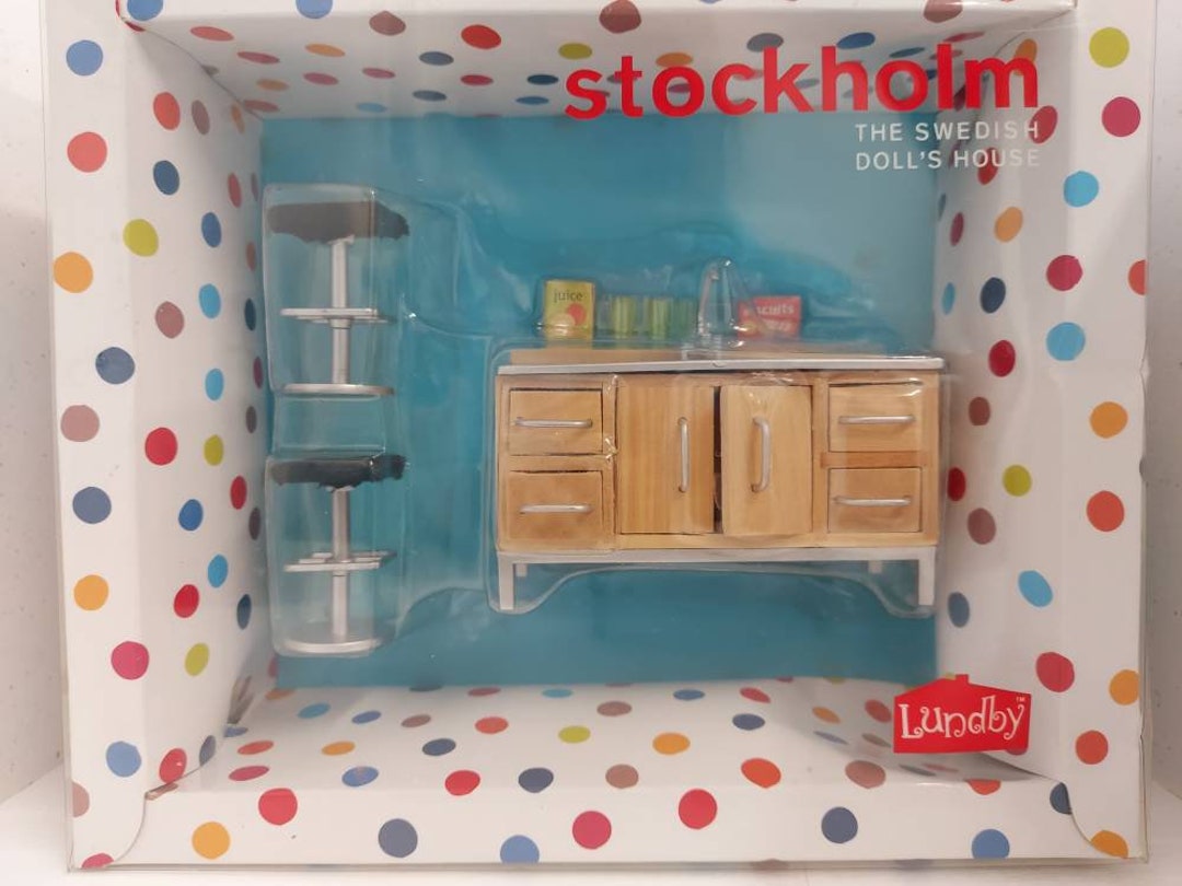 Lundby Original Kitchen Unit With Accessories and Stools Inclusive ...