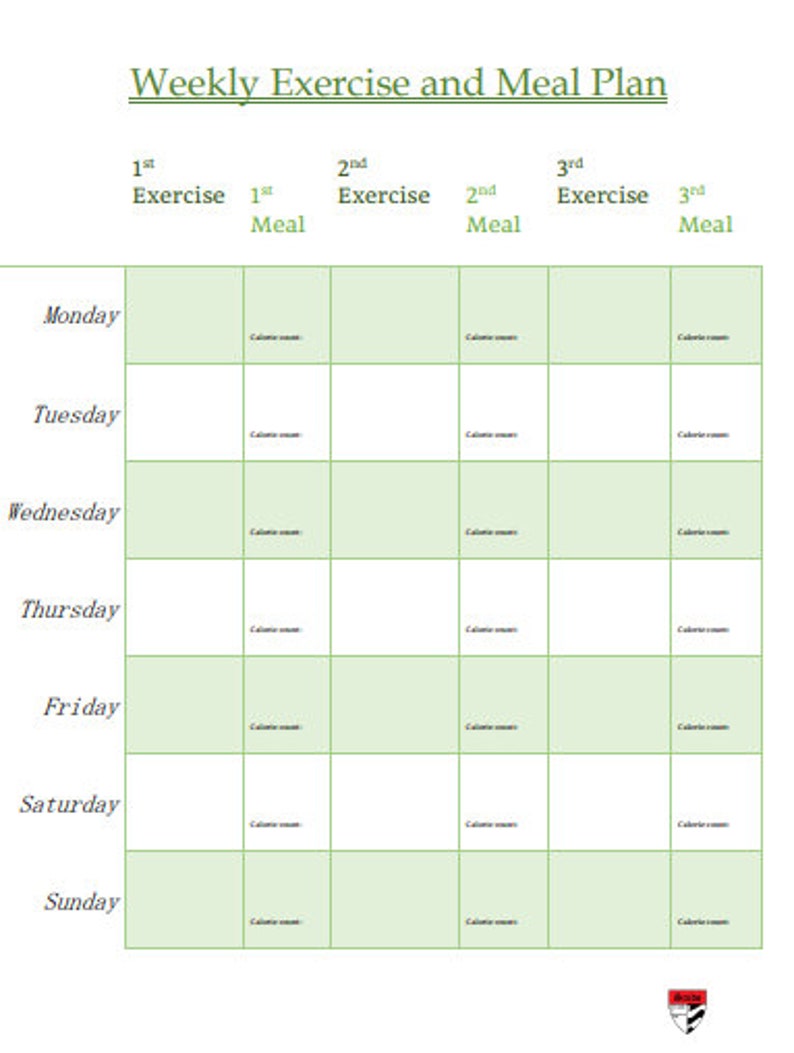 Weekly Exercise and Meal Planner - Etsy