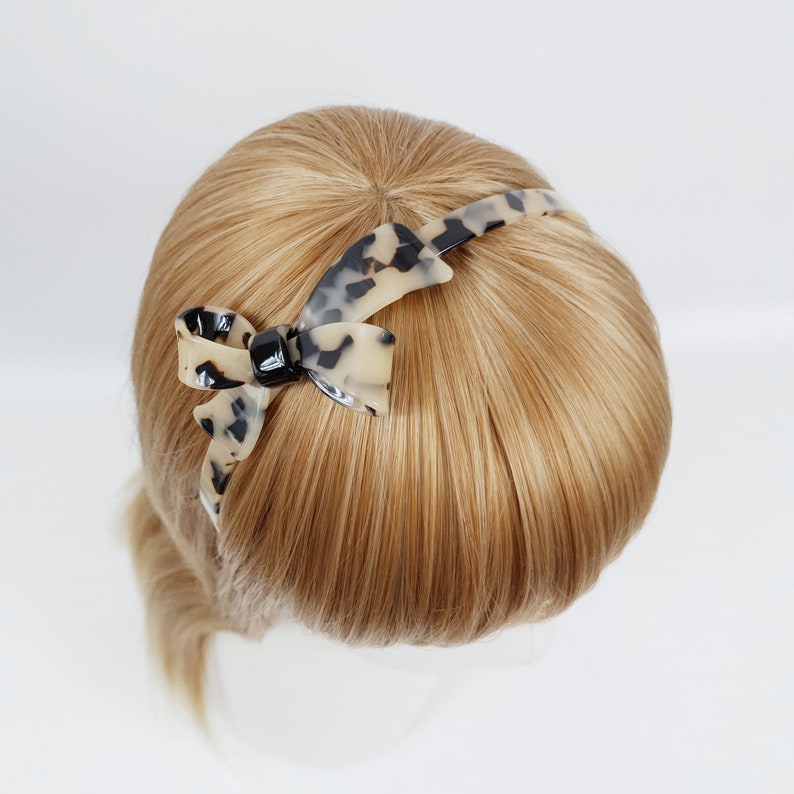 Leopard Double Ribbon Thin Headband / Tortoise Marble Elegant | Etsy