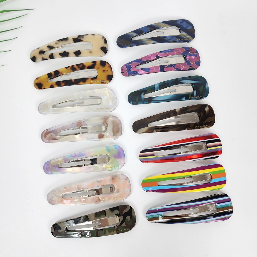Leopard Aurora Triangle Big Snap Clip (3.7 Inch) / Tortoise Marble ...