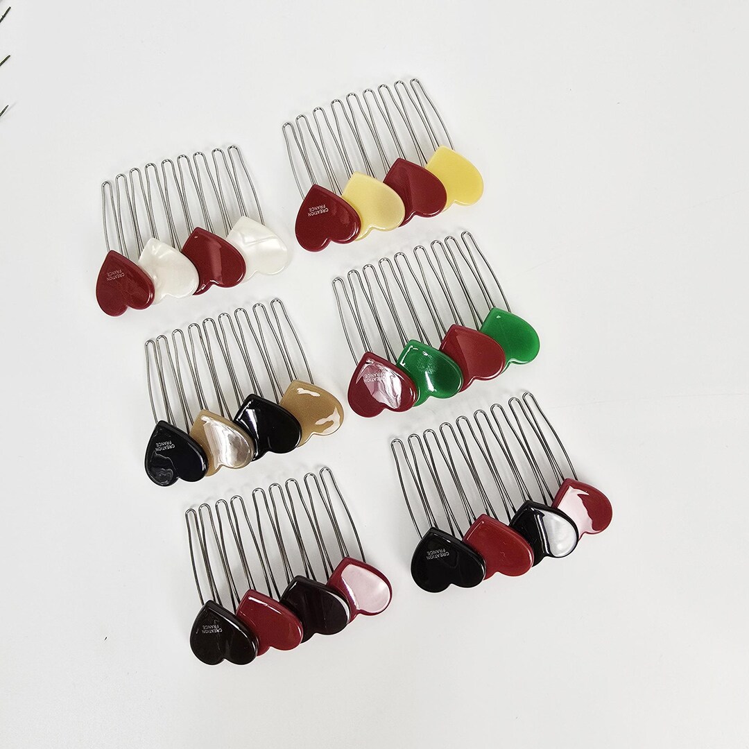 Pure Double Heart Hair Comb Pin (2.6 Inch) / Simple French Hair Pin ...