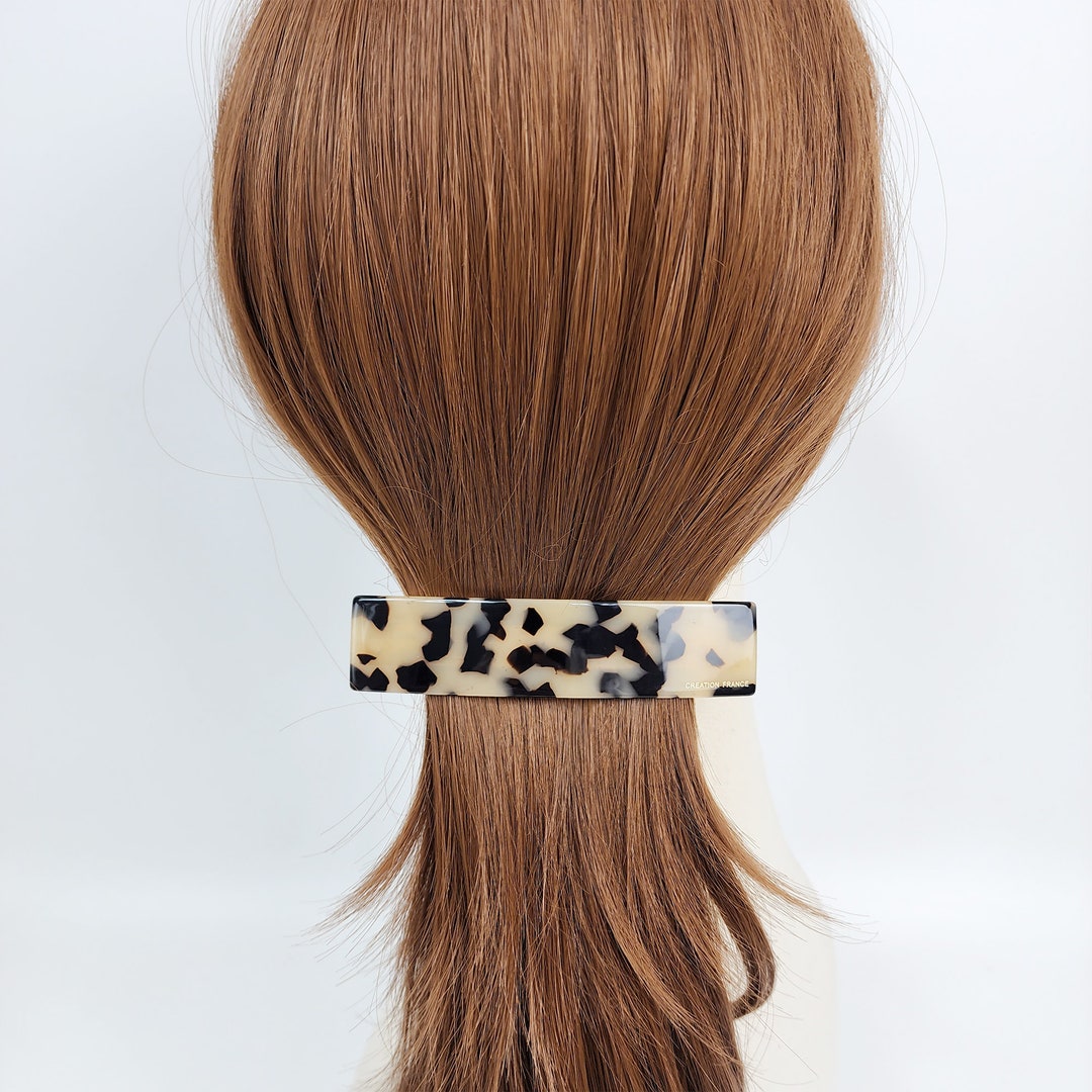 Leopard Square Hair Barrette (4.1 Inch) / Tortoise Shell French Hair ...