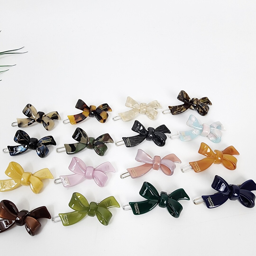 Tiny Double Ribbon Bobby Pin (1.8 Inch) / Tortoise Marble Leopard ...