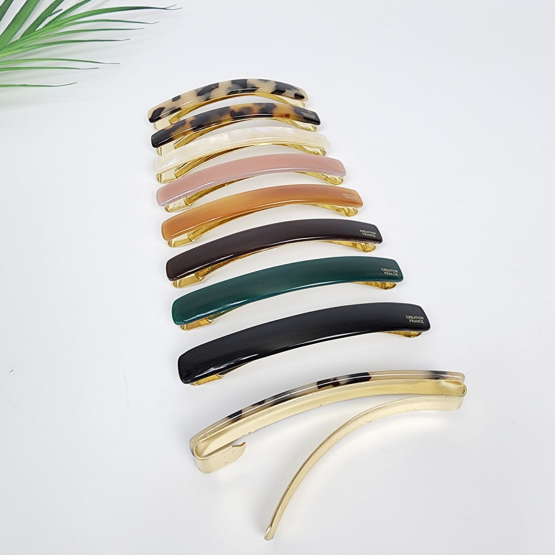 Leopard Marble Curved Slide Hair Clip 3.1 Inch / Simple French Hair Pin ...