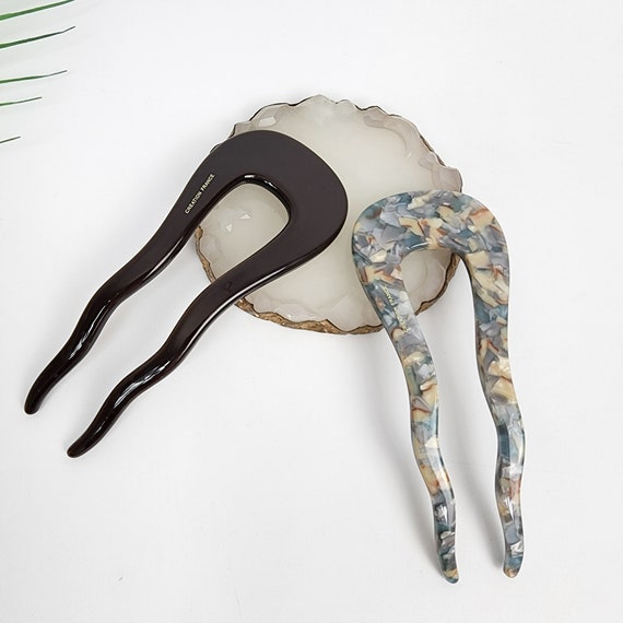 Tortoise Shell U Shape Wave Big Hair Stick / French Hair Pin / - Etsy