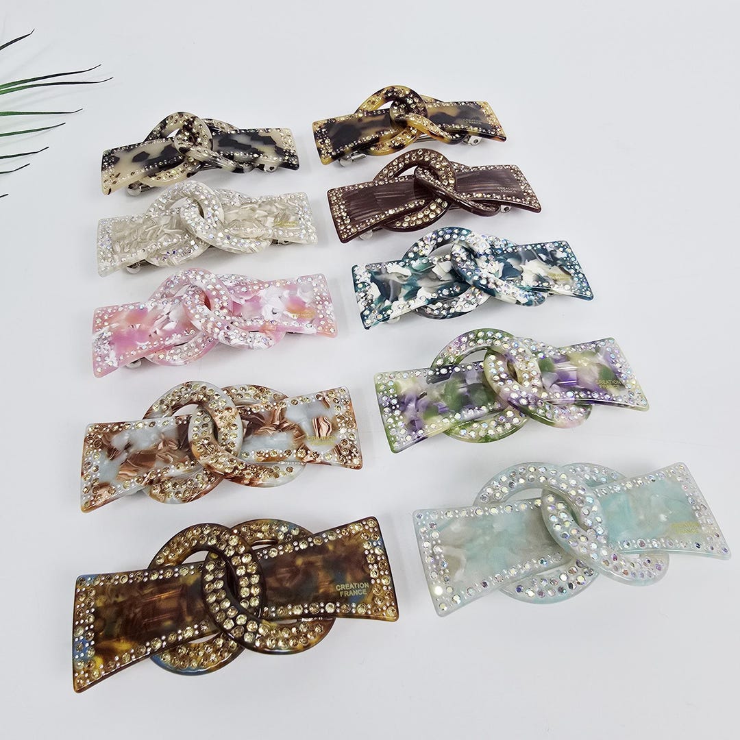 Sparkling Chain Cubic Line Half-up Hair Barrette (3.1 Inch) / Elegance ...