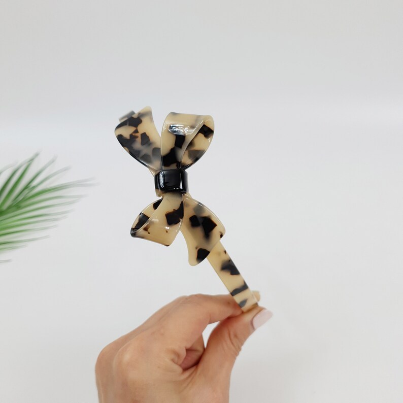 Leopard Double Ribbon Thin Headband / Tortoise Marble Elegant | Etsy