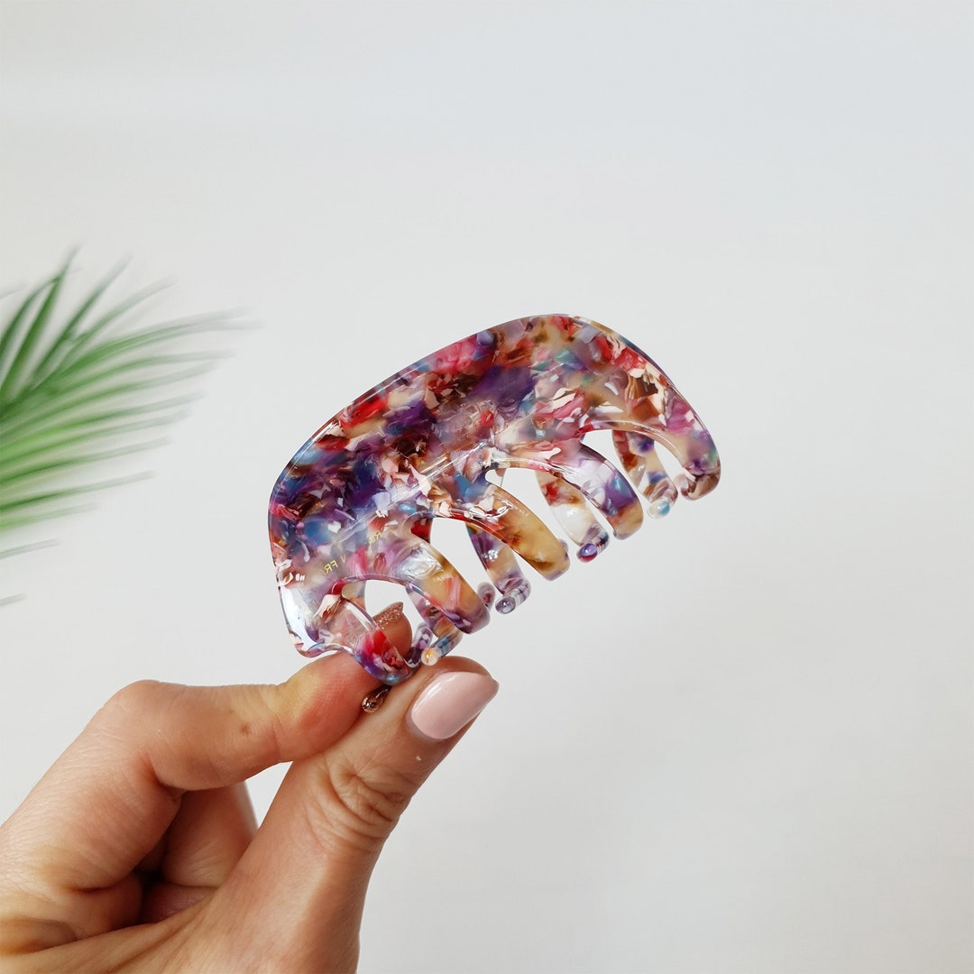 Tortoise Marble Lunar Medium Hair Clip / Luxurious Cellulose French ...