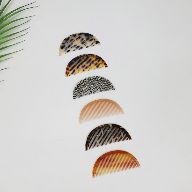 Tortoise Marble Thin Half Moon Shape Hair Comb / Hand Held | Etsy